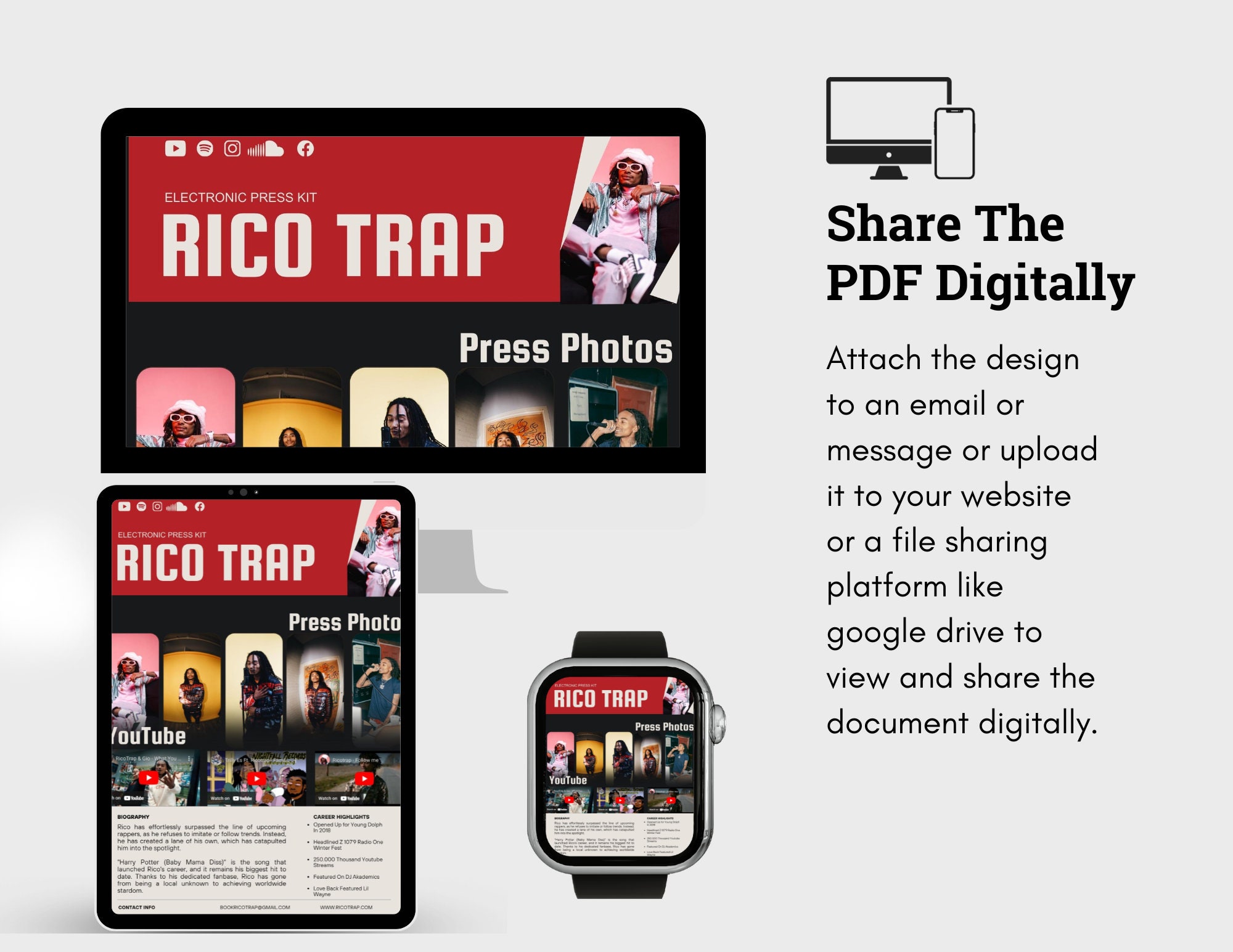 Electronic Press Kit | Media Kit Template for Musicians | Press Kit for ...