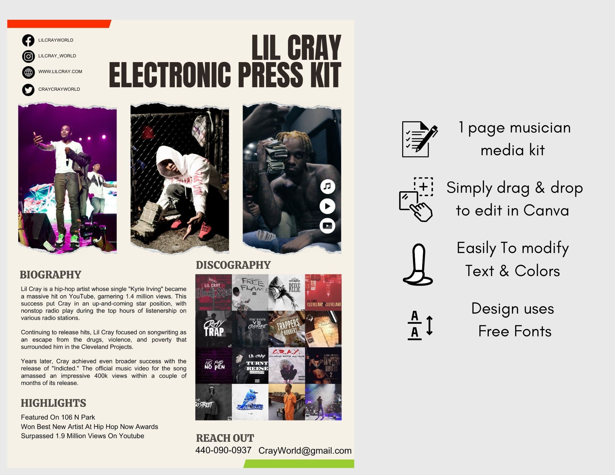 Electronic Press Kit | Media Kit Template for Musicians | Press Kit for ...