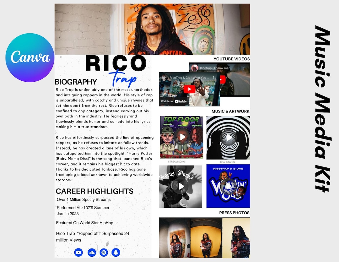 Electronic Press Kit | Media Kit Template for Musicians | Press Kit for ...