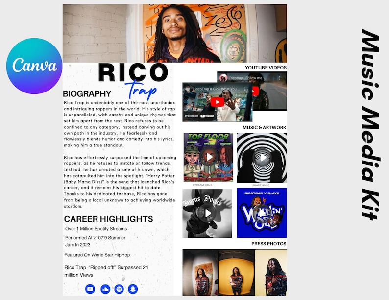 Electronic Press Kit | Media Kit Template for Musicians | Press Kit for ...