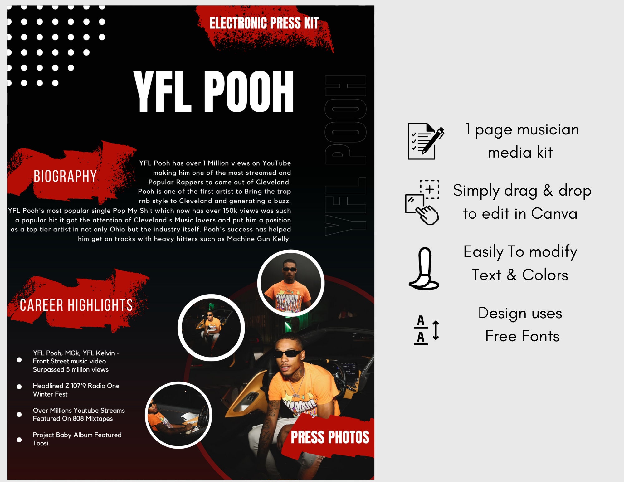Electronic Press Kit | Media Kit Template for Musicians | Press Kit for ...