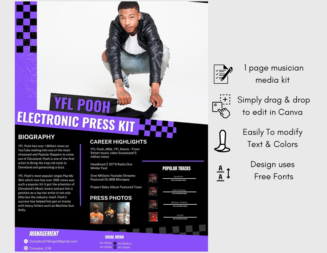 Electronic Press Kit | Media Kit Template for Musicians | Press Kit for ...