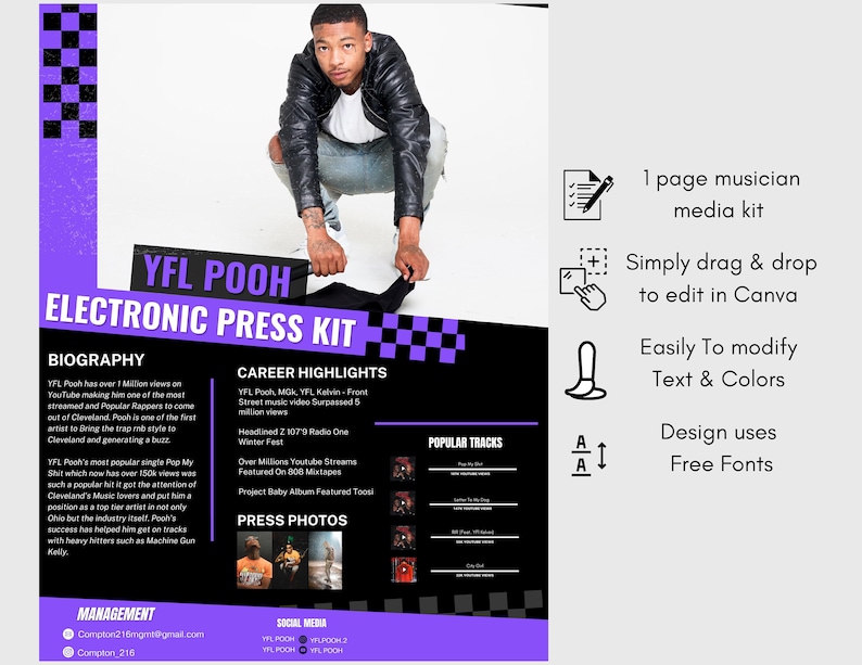 Electronic Press Kit | Media Kit Template for Musicians | Press Kit for ...