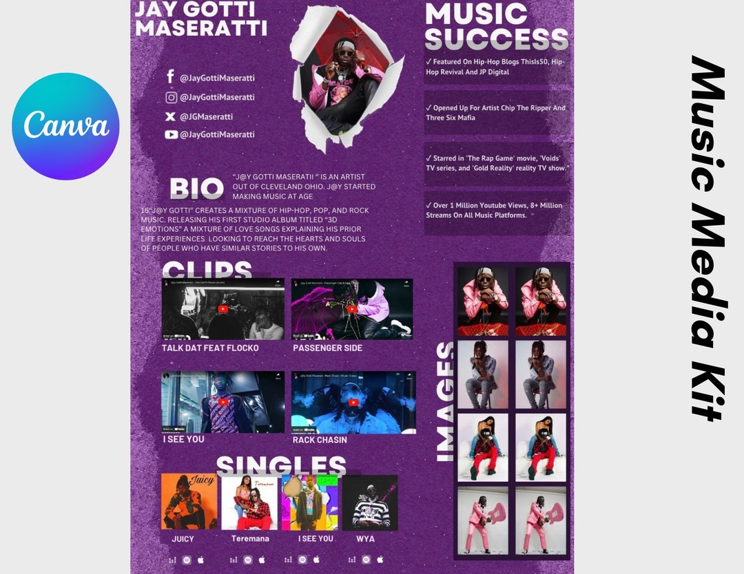 Electronic Press Kit | Media Kit Template for Musicians | Press Kit for ...