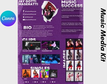Electronic Press Kit Media Kit Template for Musicians Press Kit for Music Artists Music EPK ...