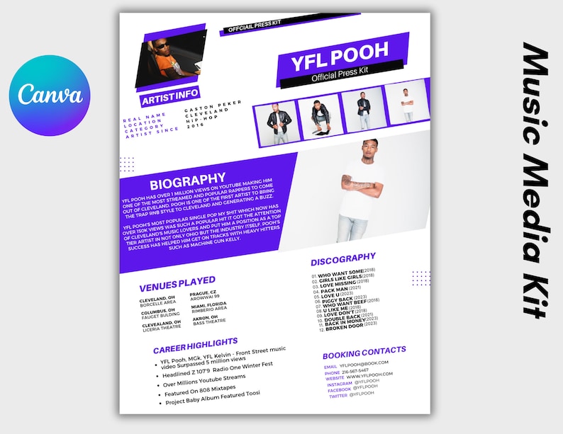 Electronic Press Kit | Media Kit Template for Musicians | Press Kit for ...