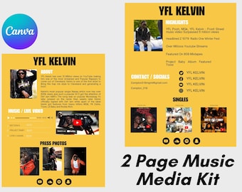 Electronic Press Kit Media Kit Template for Musicians Press Kit for Music Artists 2 Page Media ...