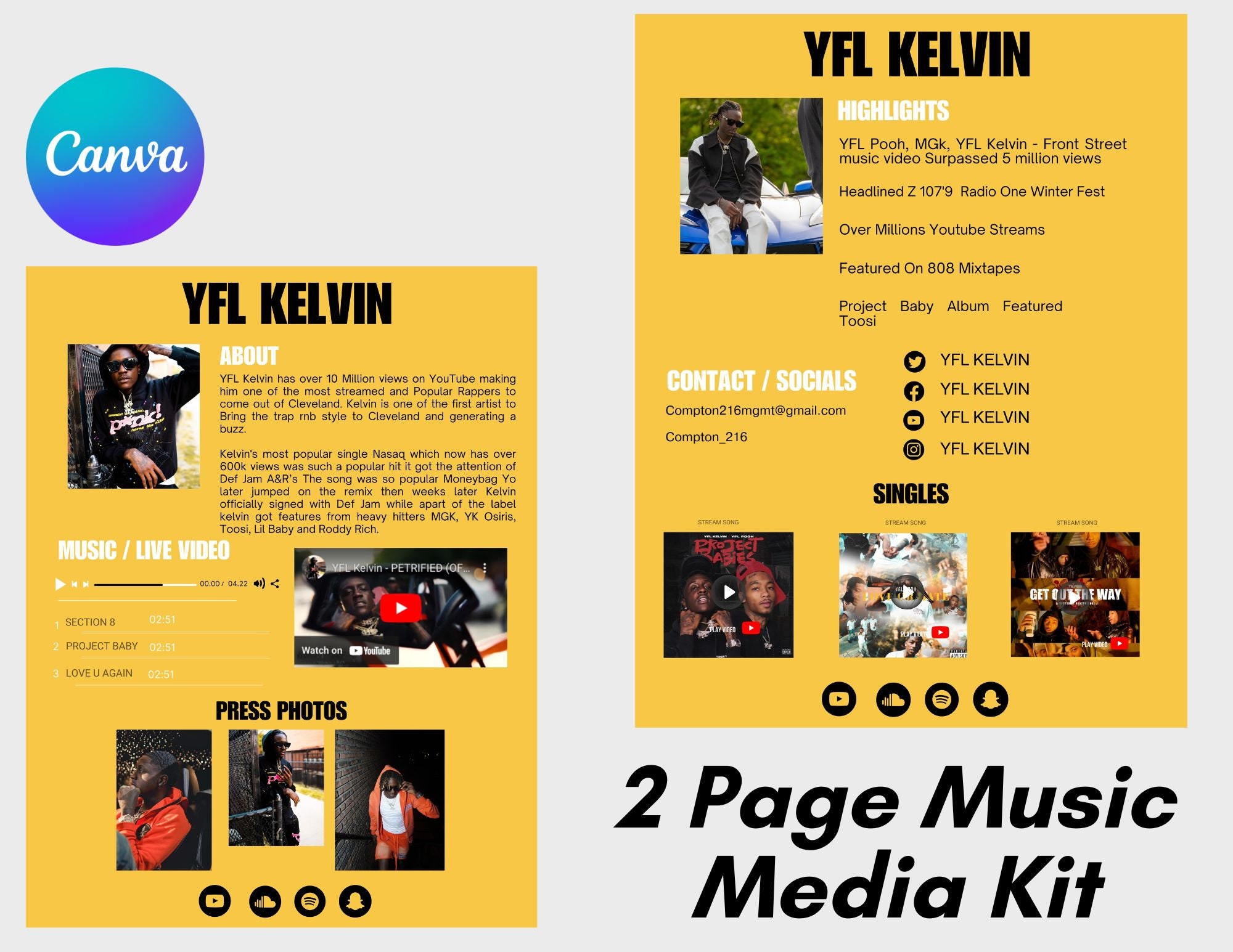 Electronic Press Kit Media Kit Template for Musicians - Etsy
