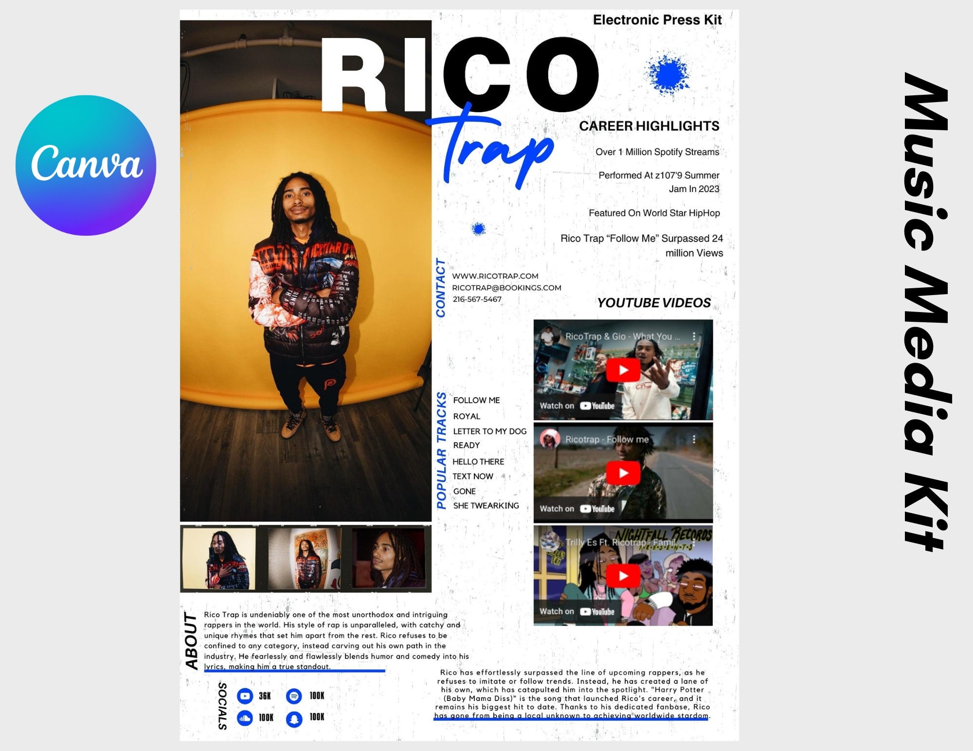 Electronic Press Kit | Media Kit Template for Musicians | Press Kit for ...