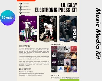 3-page Band Press Kit Media Kit Template for Musicians Press Kit for Music Artists Electronic ...