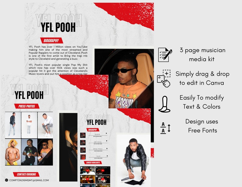 Electronic Press Kit | Media Kit Template for Musicians | Press Kit for ...