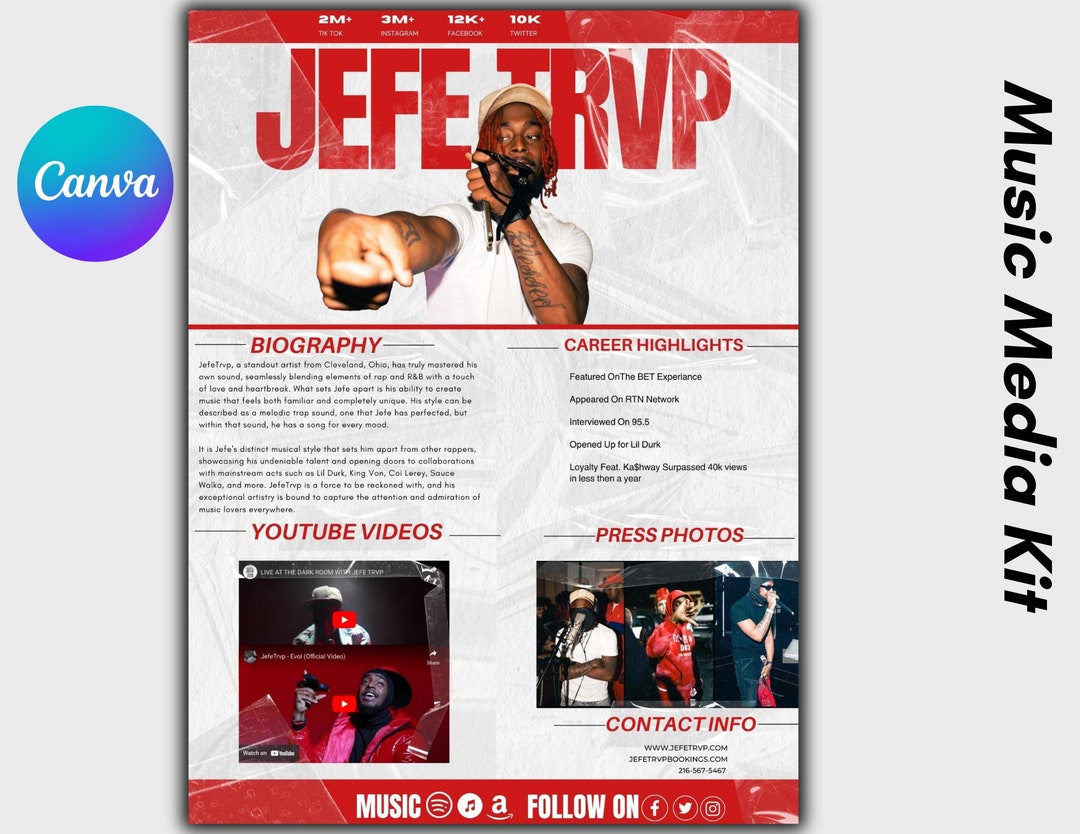 Electronic Press Kit | Media Kit Template for Musicians | Press Kit for ...