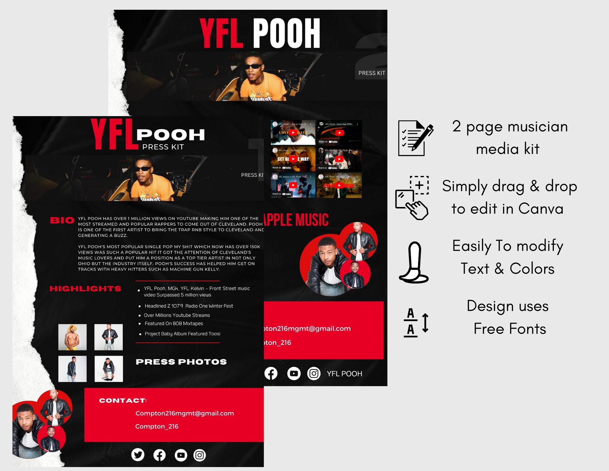 Electronic Press Kit | Media Kit Template for Musicians | Press Kit for ...