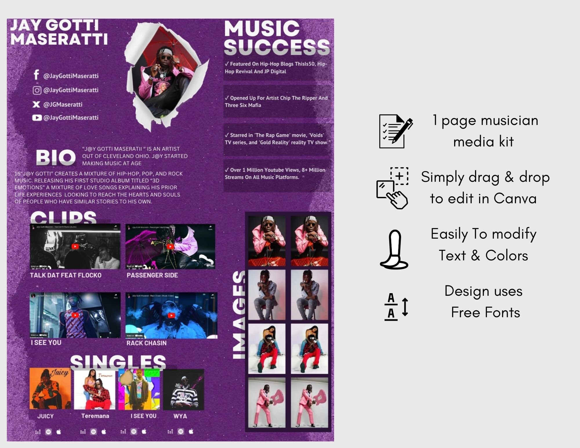 Electronic Press Kit | Media Kit Template for Musicians | Press Kit for ...