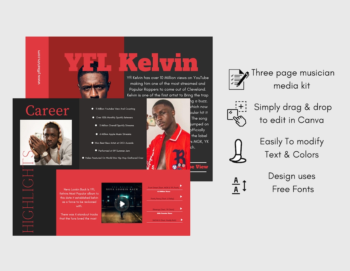 Electronic Press Kit | Media Kit Template for Musicians | Press Kit for ...