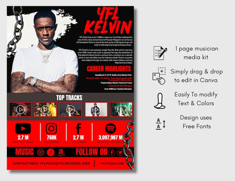Electronic Press Kit | Media Kit Template for Musicians | Press Kit for ...