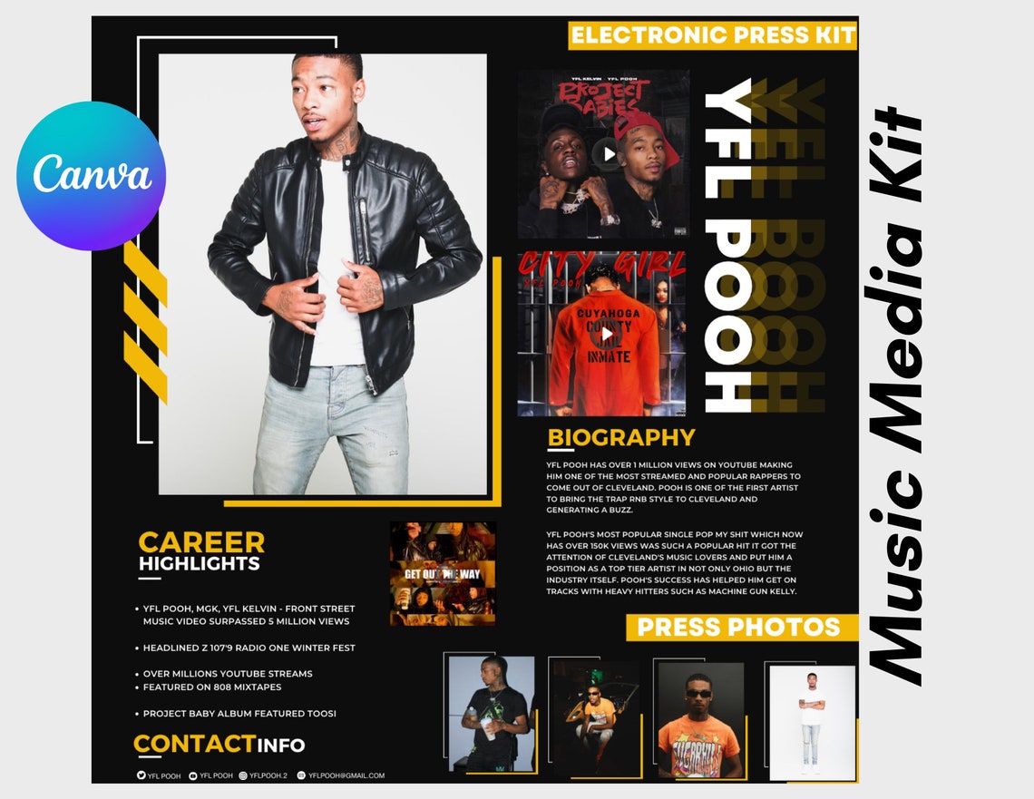 Electronic Press Kit Media Kit Template for Musicians Press Kit for Music Artists Electronic ...