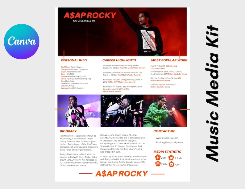 Electronic Press Kit | Media Kit Template for Musicians | Press Kit for ...