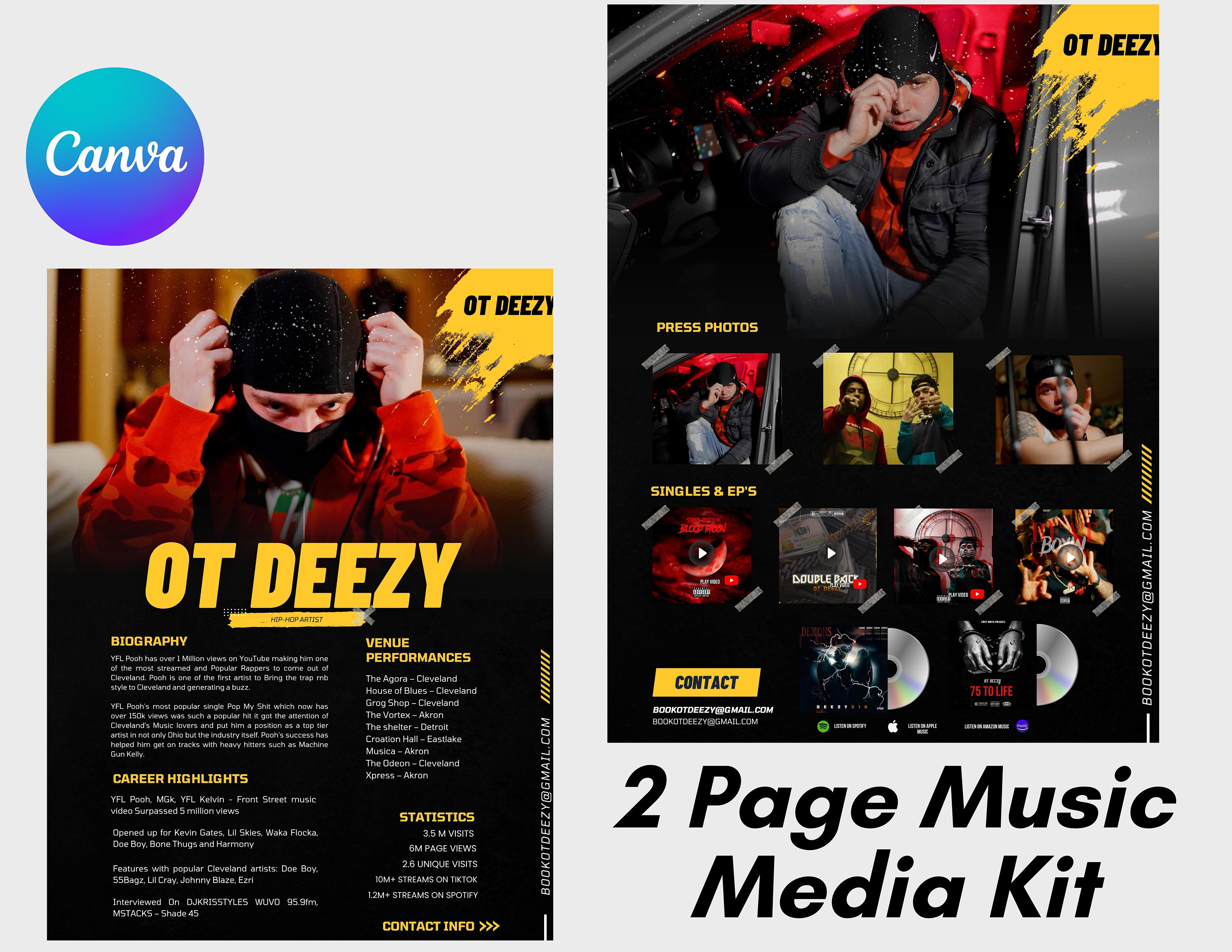 Electronic Press Kit | Media Kit Template for Musicians | Press Kit for ...
