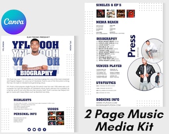 Electronic Press Kit Media Kit Template for Musicians Press Kit for Music Artists Music EPK ...