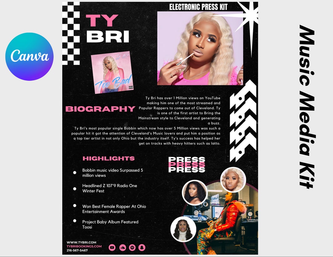 Electronic Press Kit Media Kit Template for Musicians Press Kit for ...