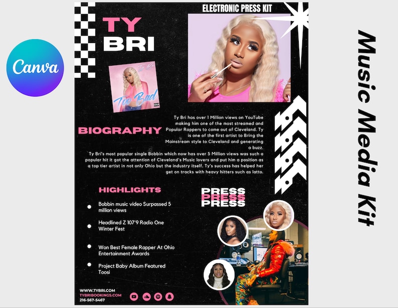 Electronic Press Kit Media Kit Template for Musicians - Etsy