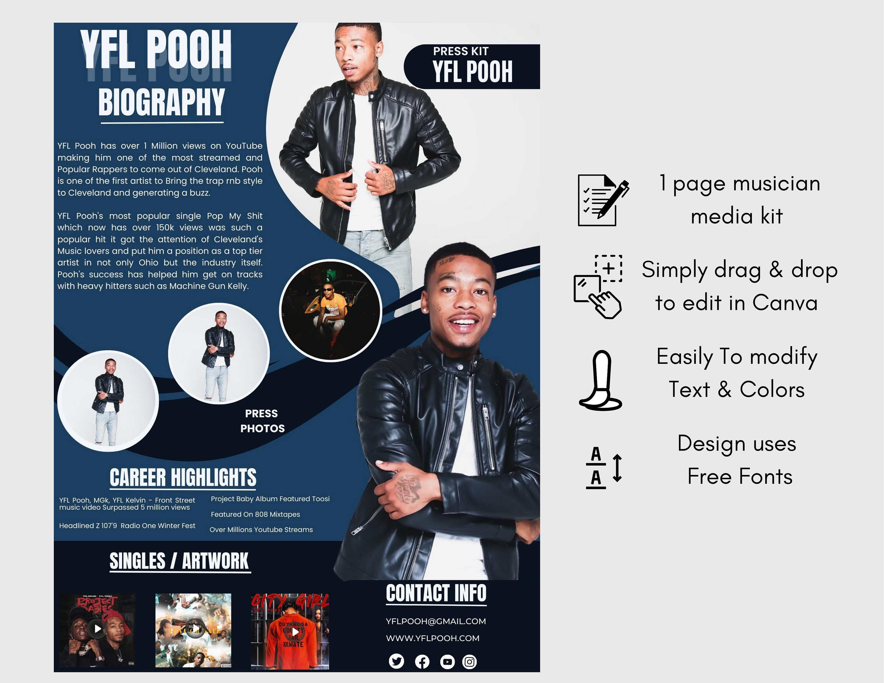 Electronic Press Kit | Media Kit Template for Musicians | Press Kit for ...