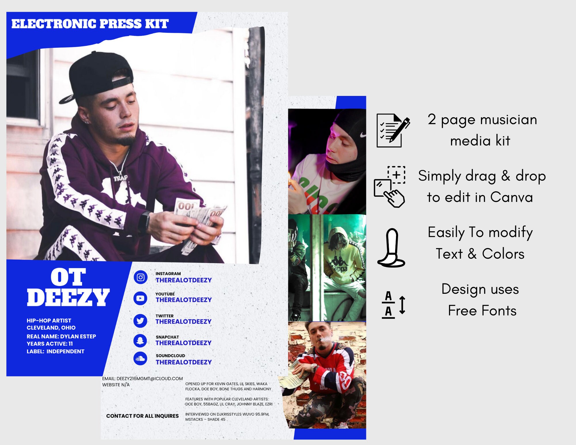 Electronic Press Kit Media Kit Template for Musicians Press Kit for ...