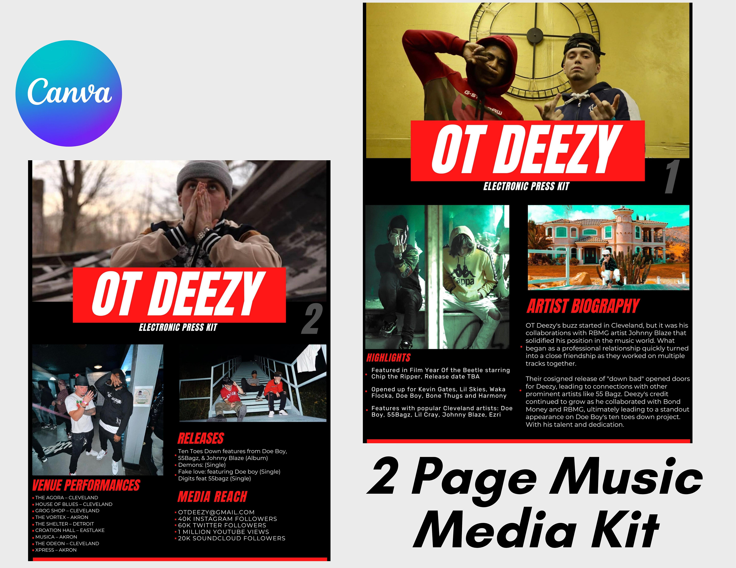 Electronic Press Kit | Media Kit Template for Musicians | Press Kit for ...
