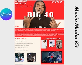 Electronic Press Kit Media Kit Template for Musicians Press Kit for Music Artists 2 Page Media ...