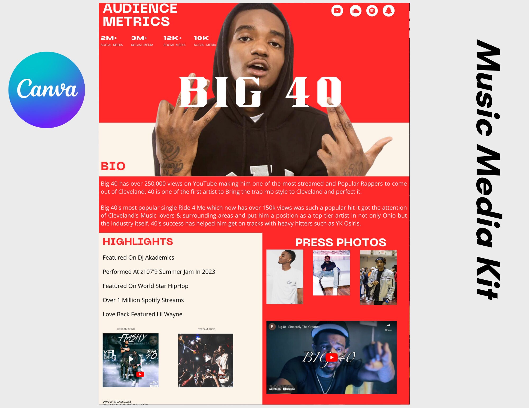 Electronic Press Kit Media Kit Template for Musicians - Etsy