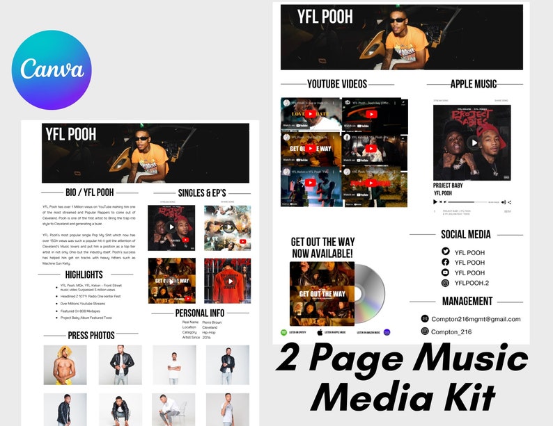 Electronic Press Kit Media Kit Template for Musicians - Etsy