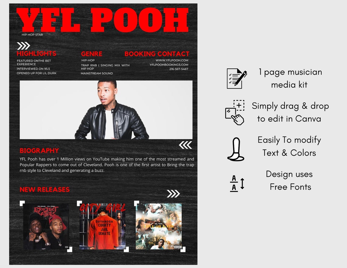 Electronic Press Kit | Media Kit Template for Musicians | Press Kit for ...