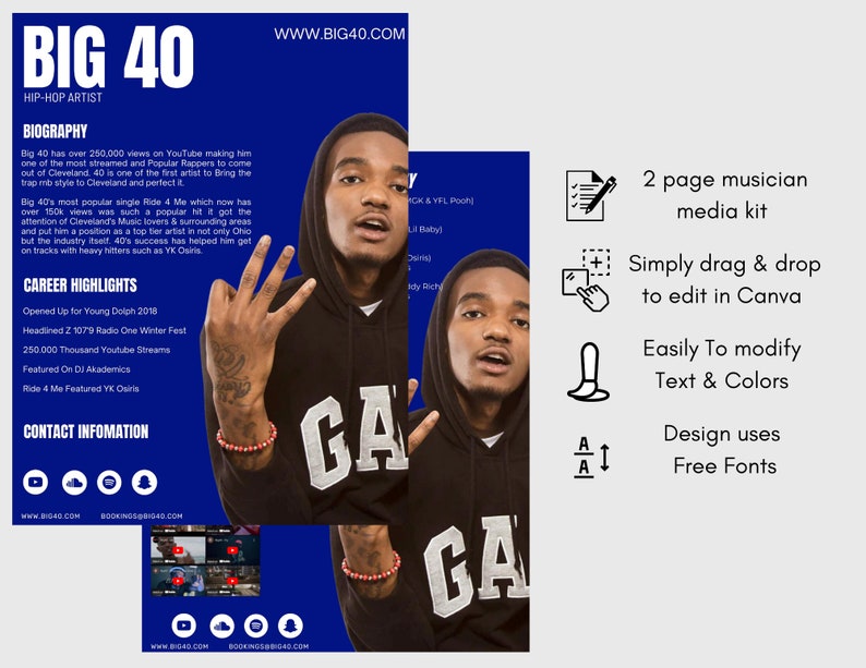 Electronic Press Kit | Media Kit Template for Musicians | Press Kit for ...