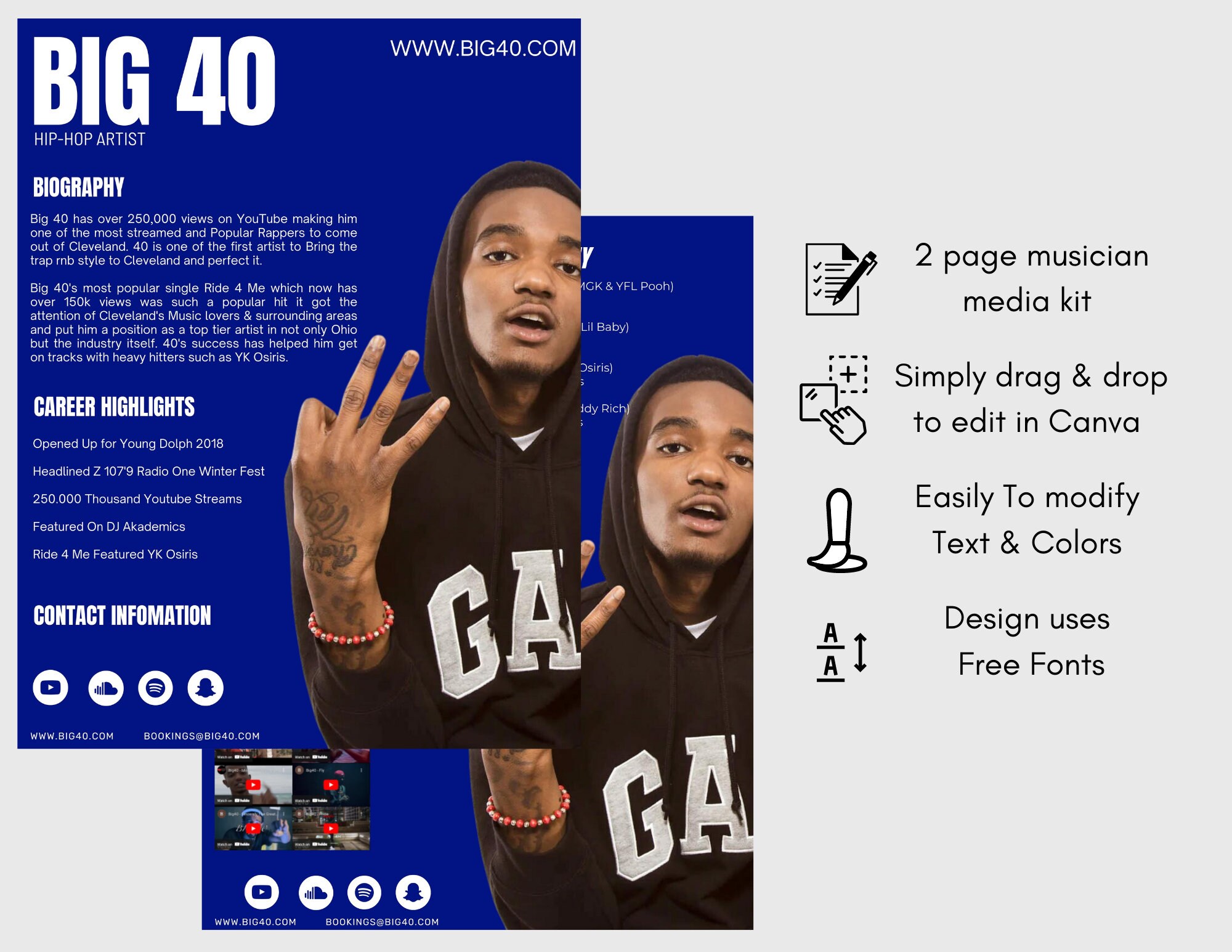 Electronic Press Kit | Media Kit Template for Musicians | Press Kit for ...