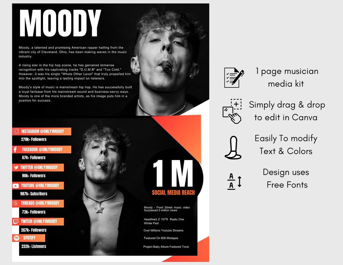 Electronic Press Kit | Media Kit Template for Musicians | Press Kit for ...