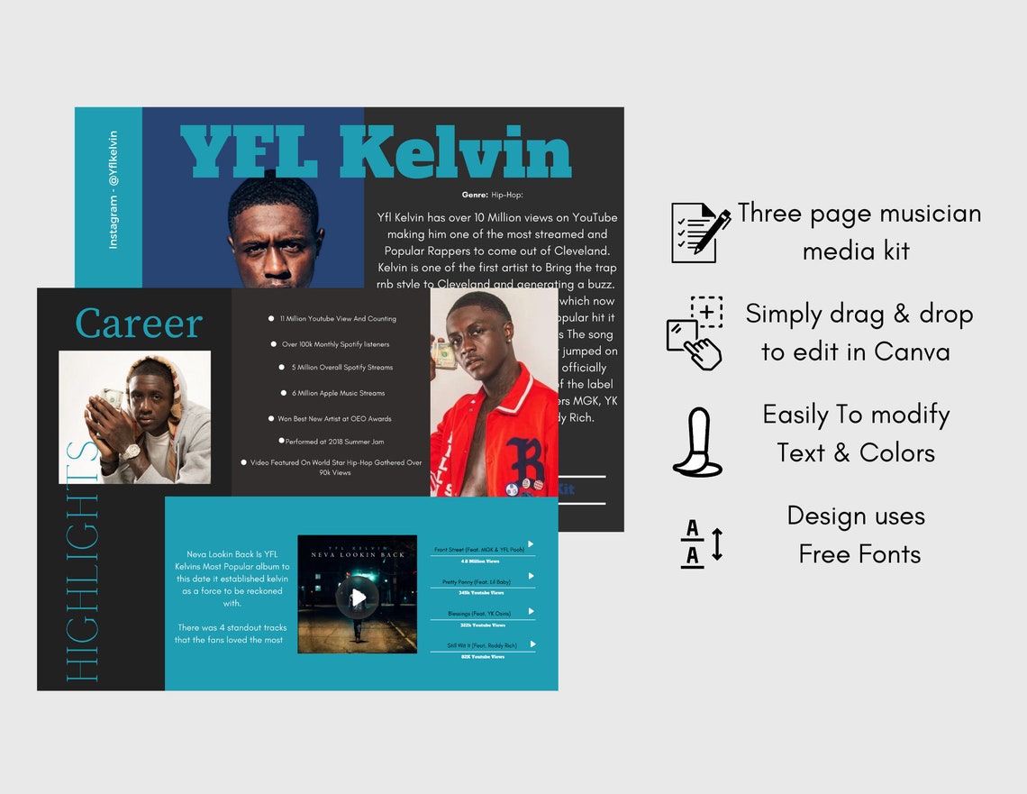 Electronic Press Kit | Media Kit Template for Musicians | Press Kit for ...