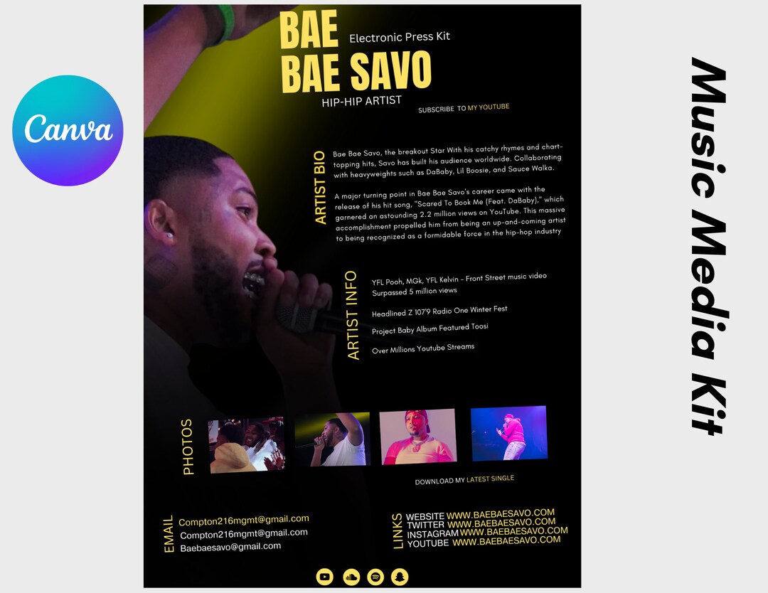 Electronic Press Kit | Media Kit Template for Musicians | Press Kit for ...