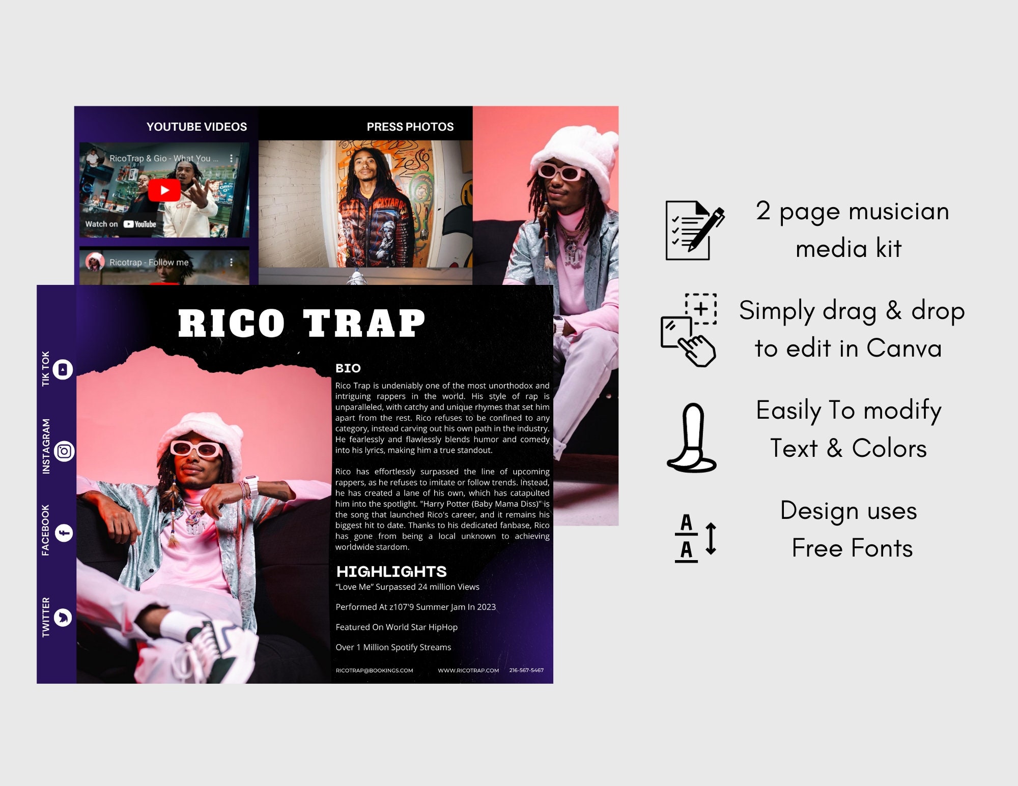 Electronic Press Kit Media Kit Template for Musicians Press Kit for ...