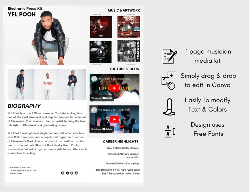 Electronic Press Kit | Media Kit Template for Musicians | Press Kit for ...