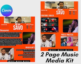 Electronic Press Kit Media Kit Template for Musicians Press Kit for Music Artists Electronic ...