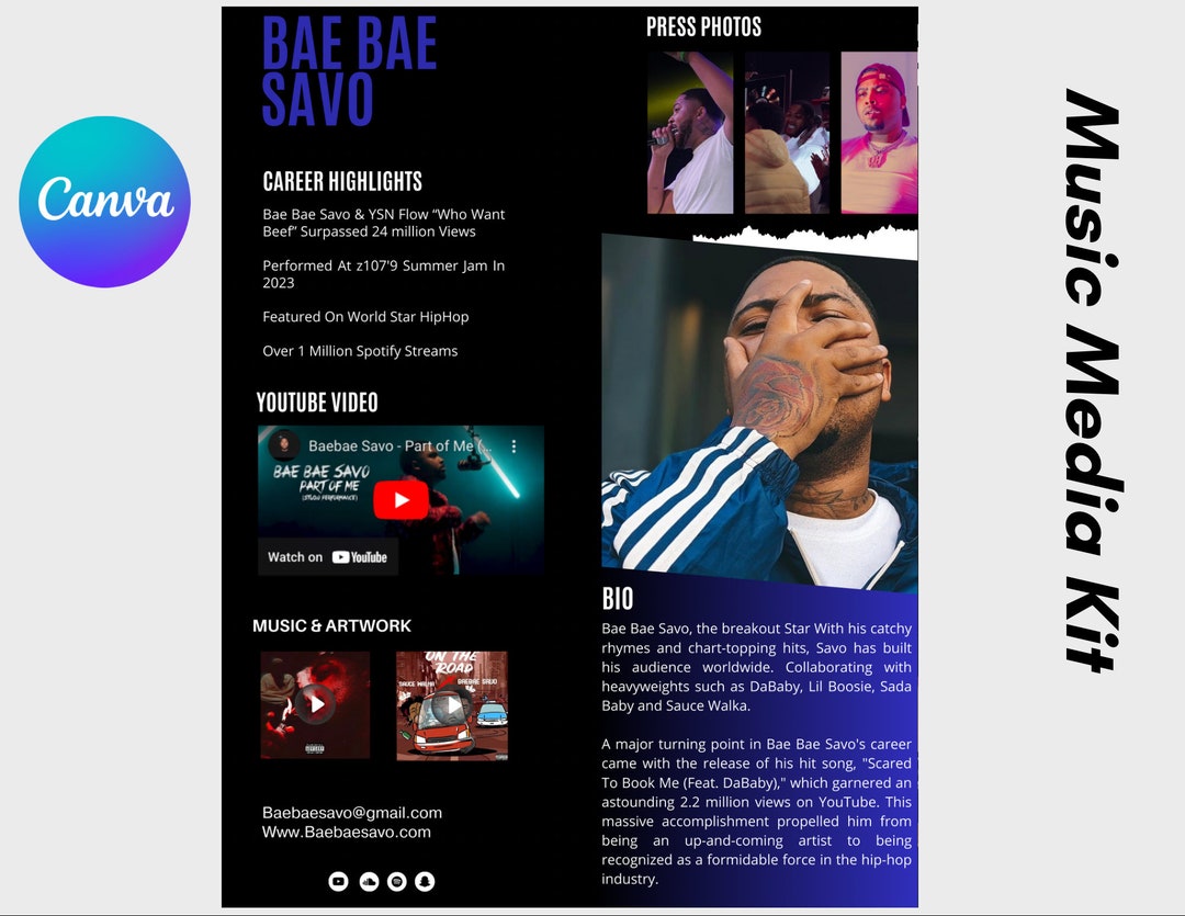 Electronic Press Kit | Media Kit Template for Musicians | Press Kit for ...