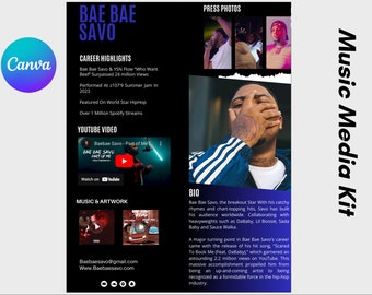 3-page Band Press Kit Media Kit Template for Musicians Press Kit for Music Artists Electronic ...