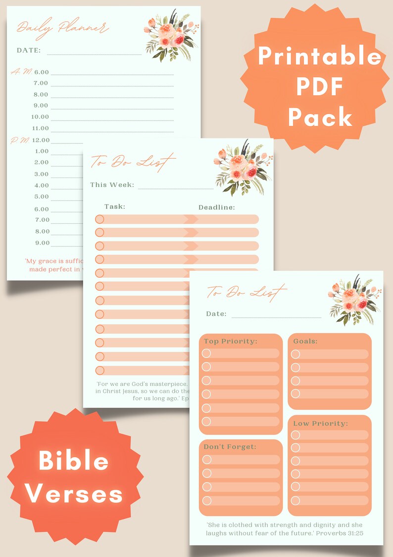 Printable Christian Daily Planner, Daily and Weekly To-do Lists ...