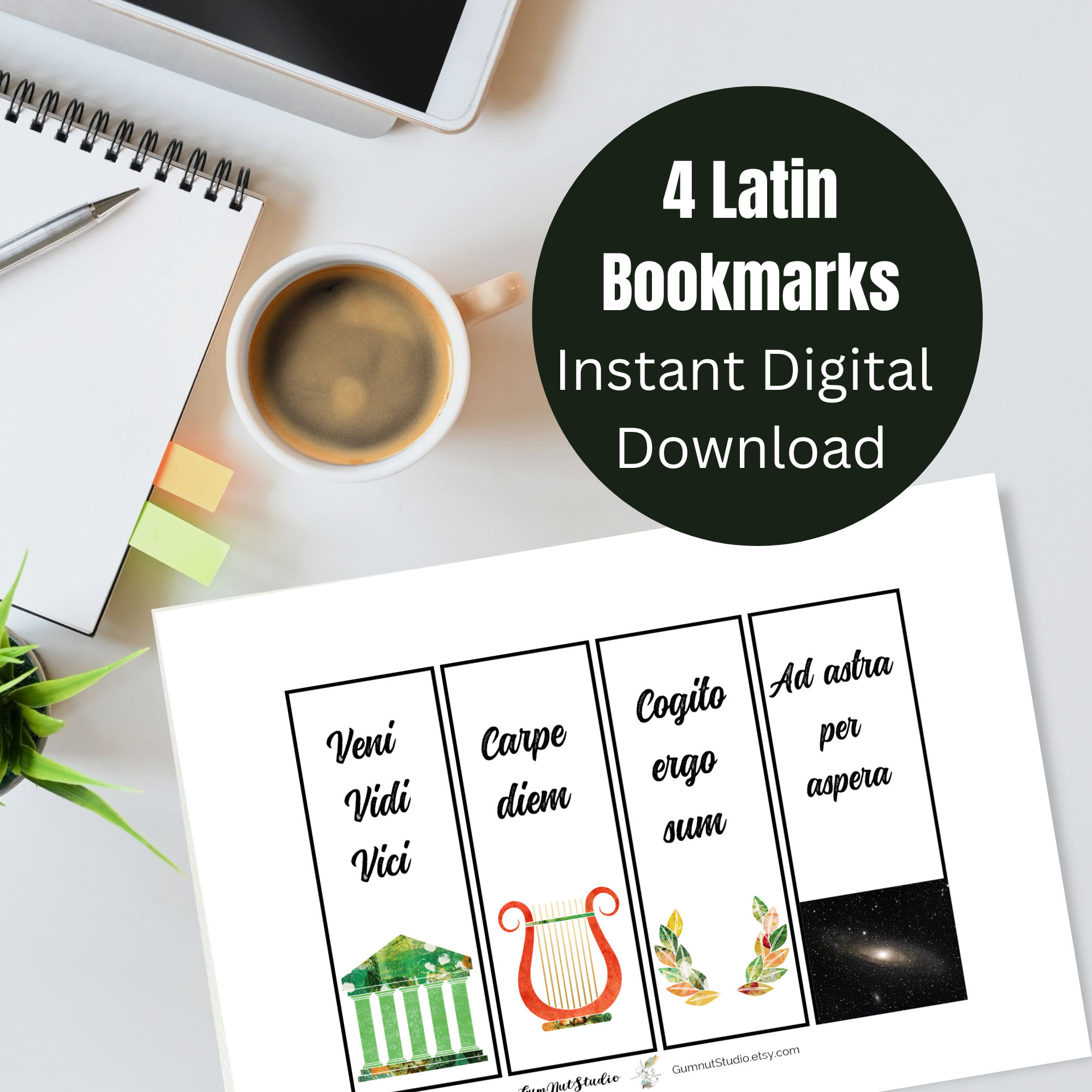 Printable Latin Bookmarks, Set of 4 Instant Downloadable Bookmarks ...