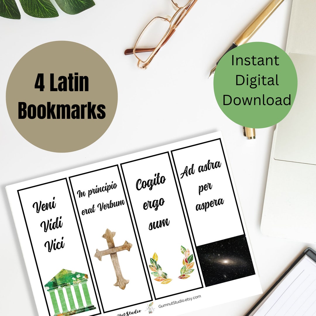Printable Latin Bookmarks, Set of 4 Instant Downloadable Bookmarks ...