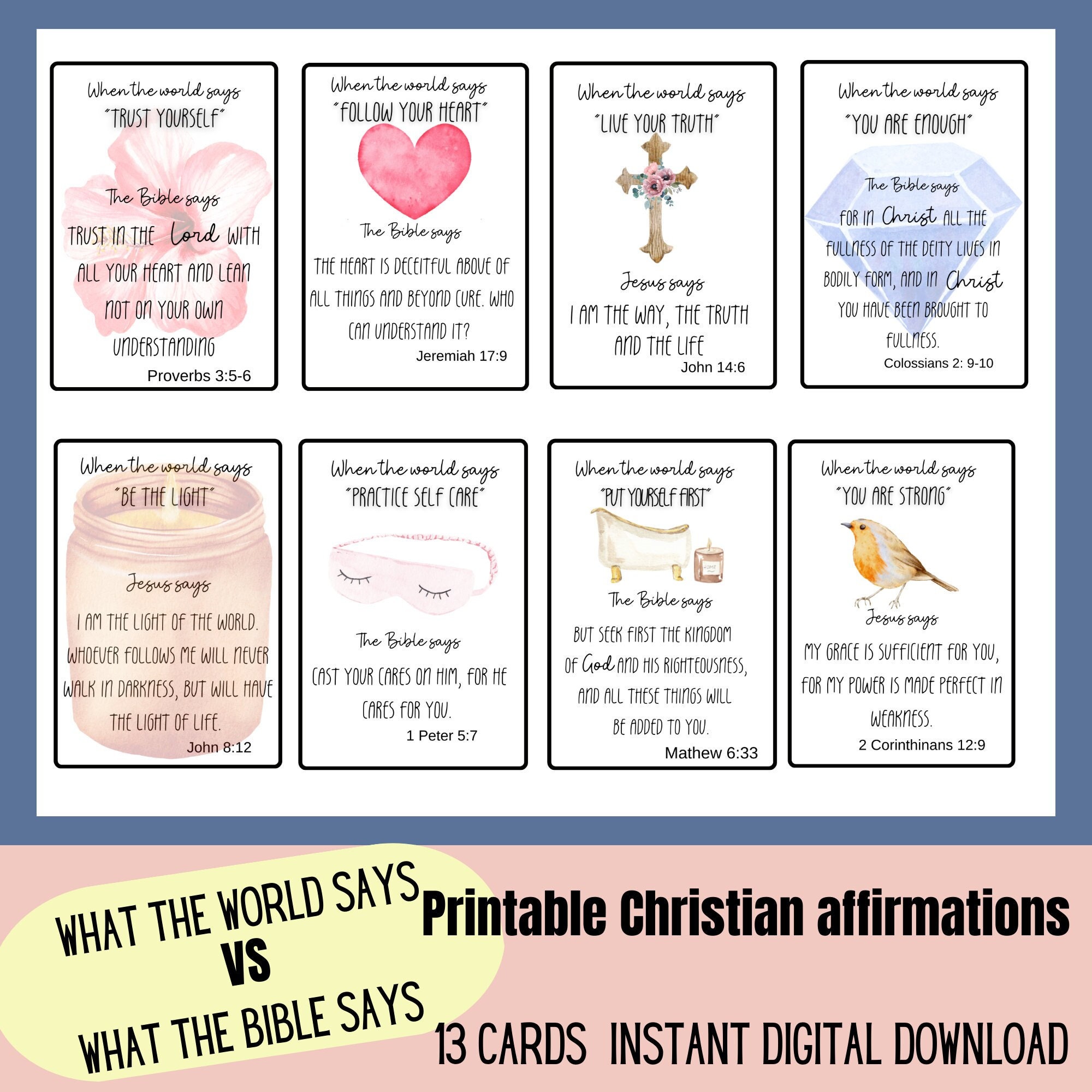 12 Printable Christian Bible Verse Affirmation Cards for Real ...