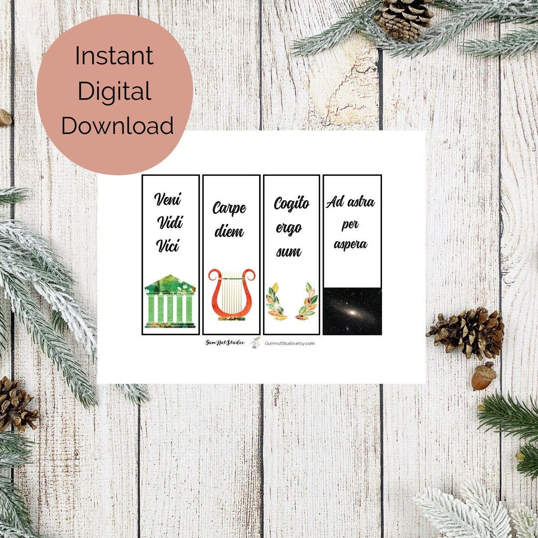 Printable Latin Bookmarks Set of 4 Instant Downloadable - Etsy