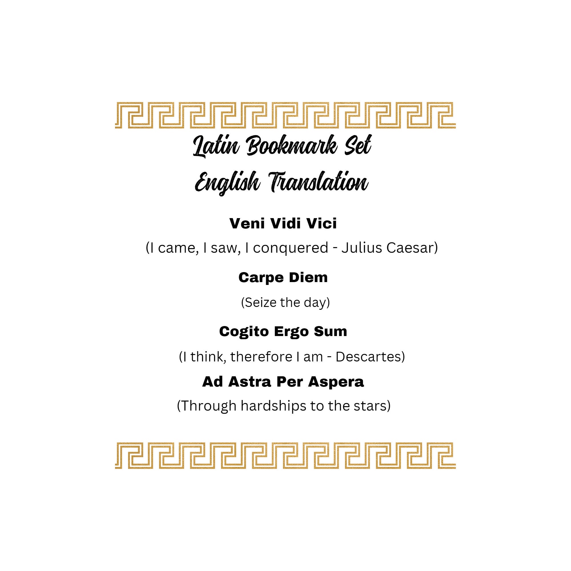 Printable Latin Bookmarks, Set of 4 Instant Downloadable Bookmarks ...