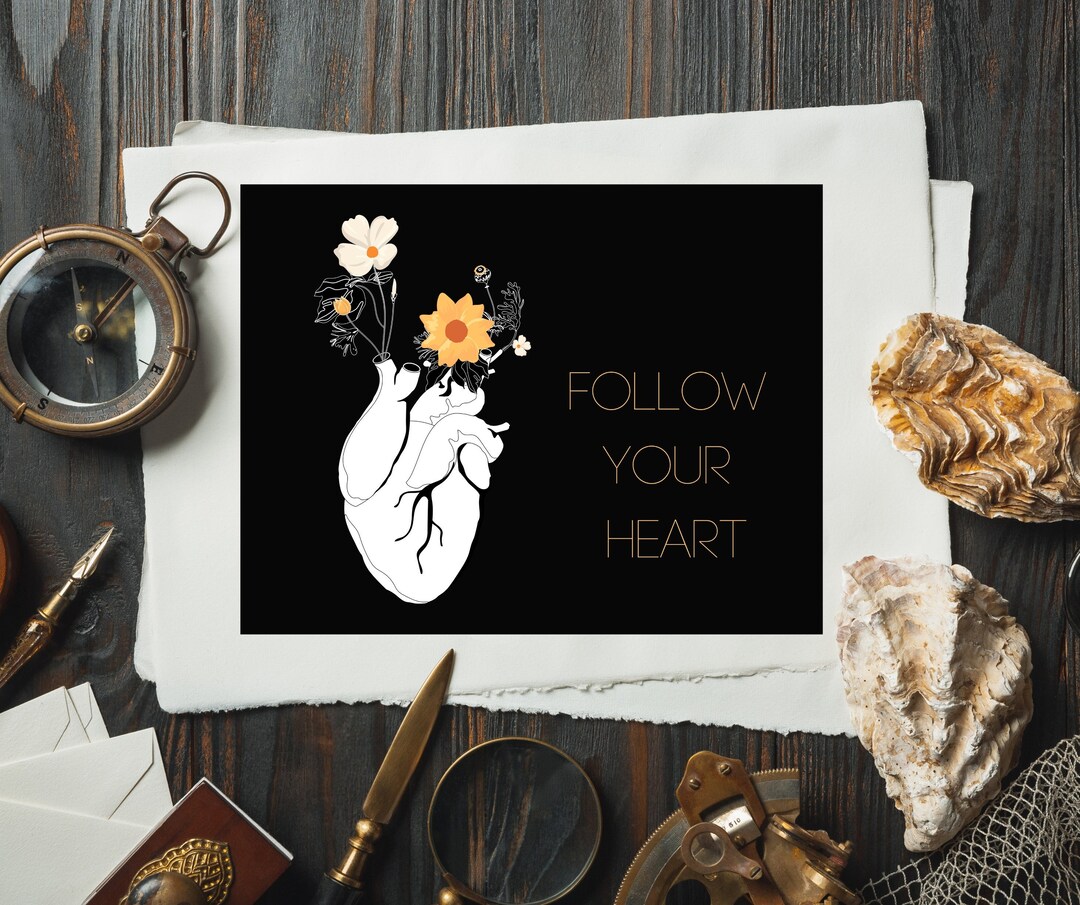 Follow Your Heart | Anatomy Print| Art Postcard | Illustrated Postcard ...